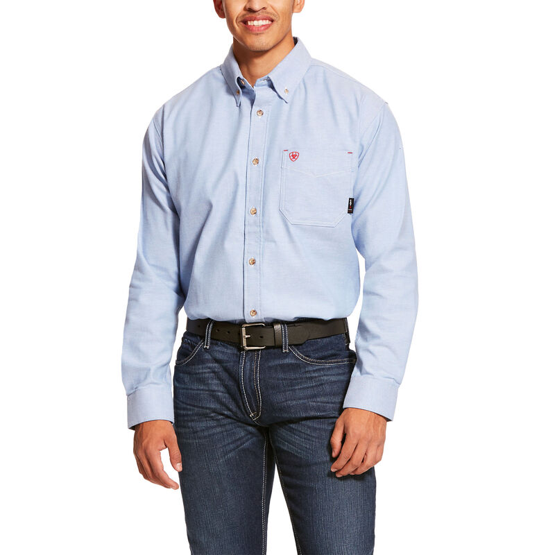 Ariat FR Solid Twill DuraStretch Work Shirt in Blue Twill | 10027886