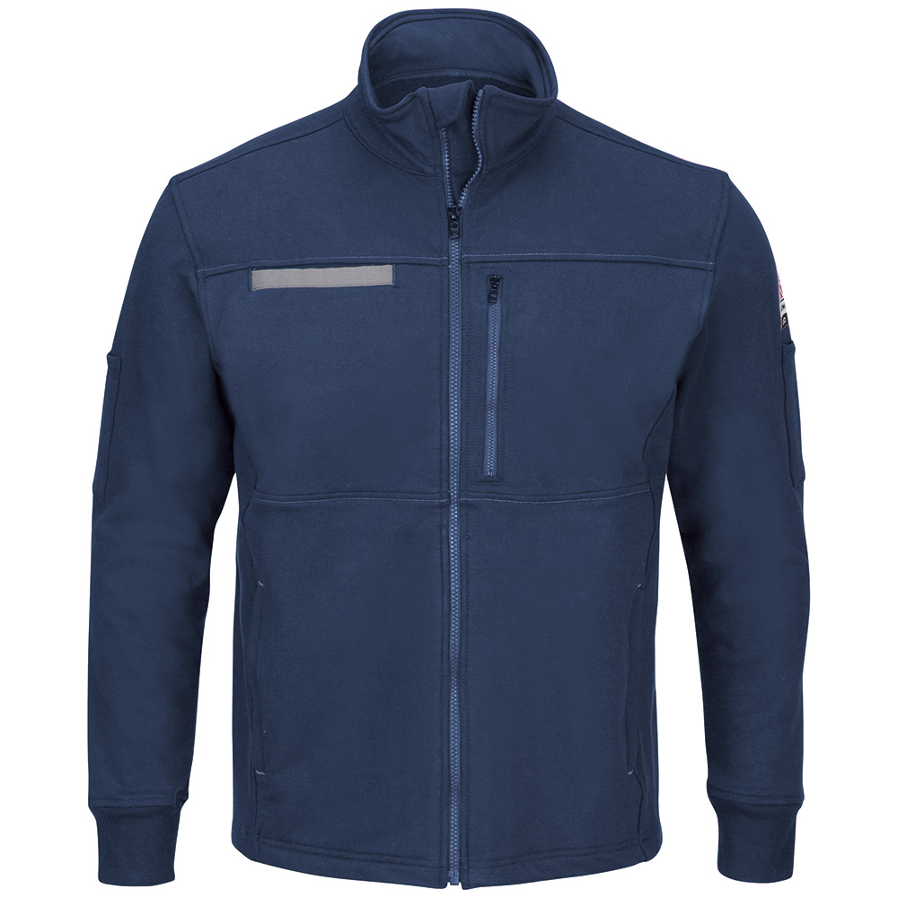 Bulwark FR Men's Zip Up Fleece Jacket in Navy | SEZ2NV